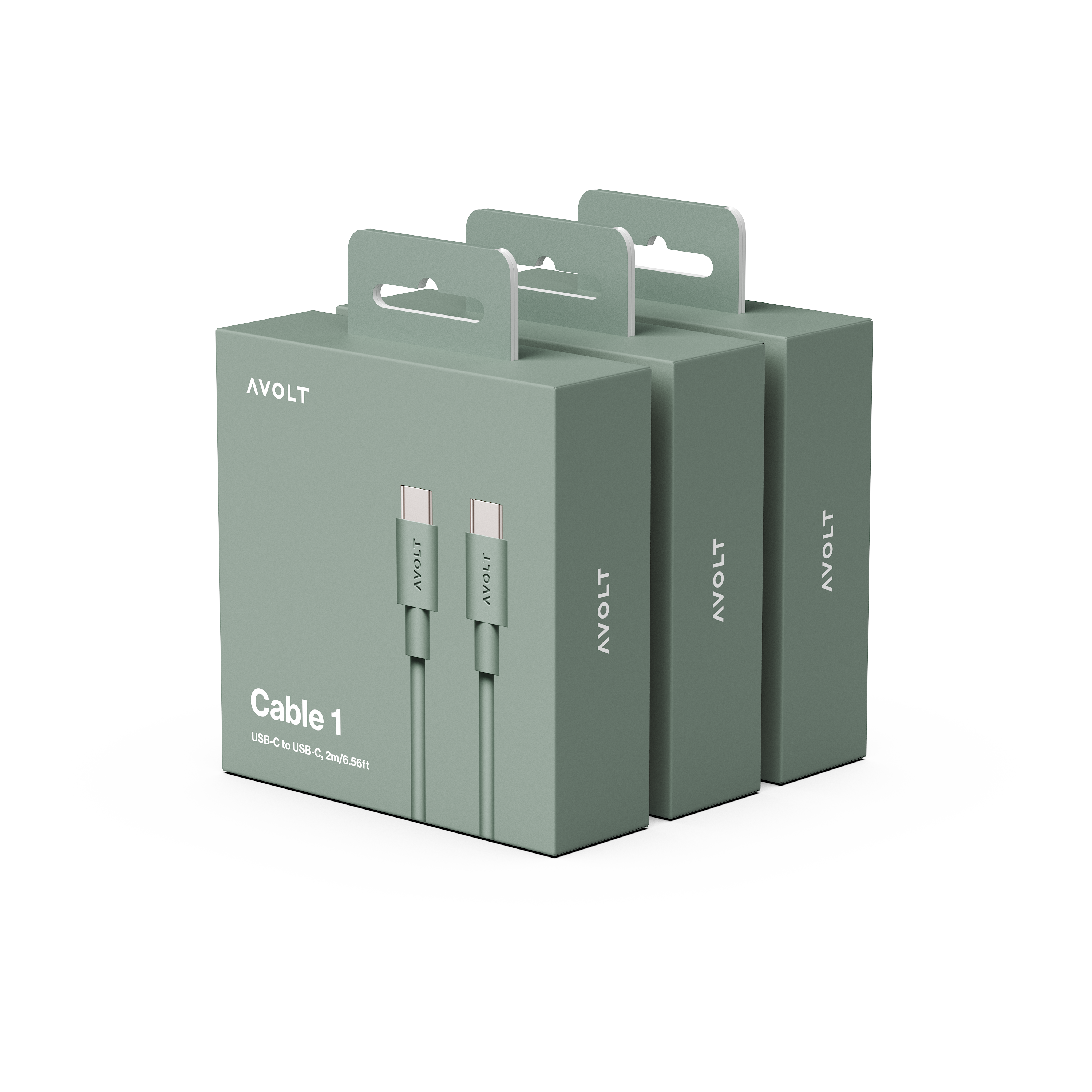 New Cable 1 | 3-Pack Oak Green USB-C to USB-C – AVOLT