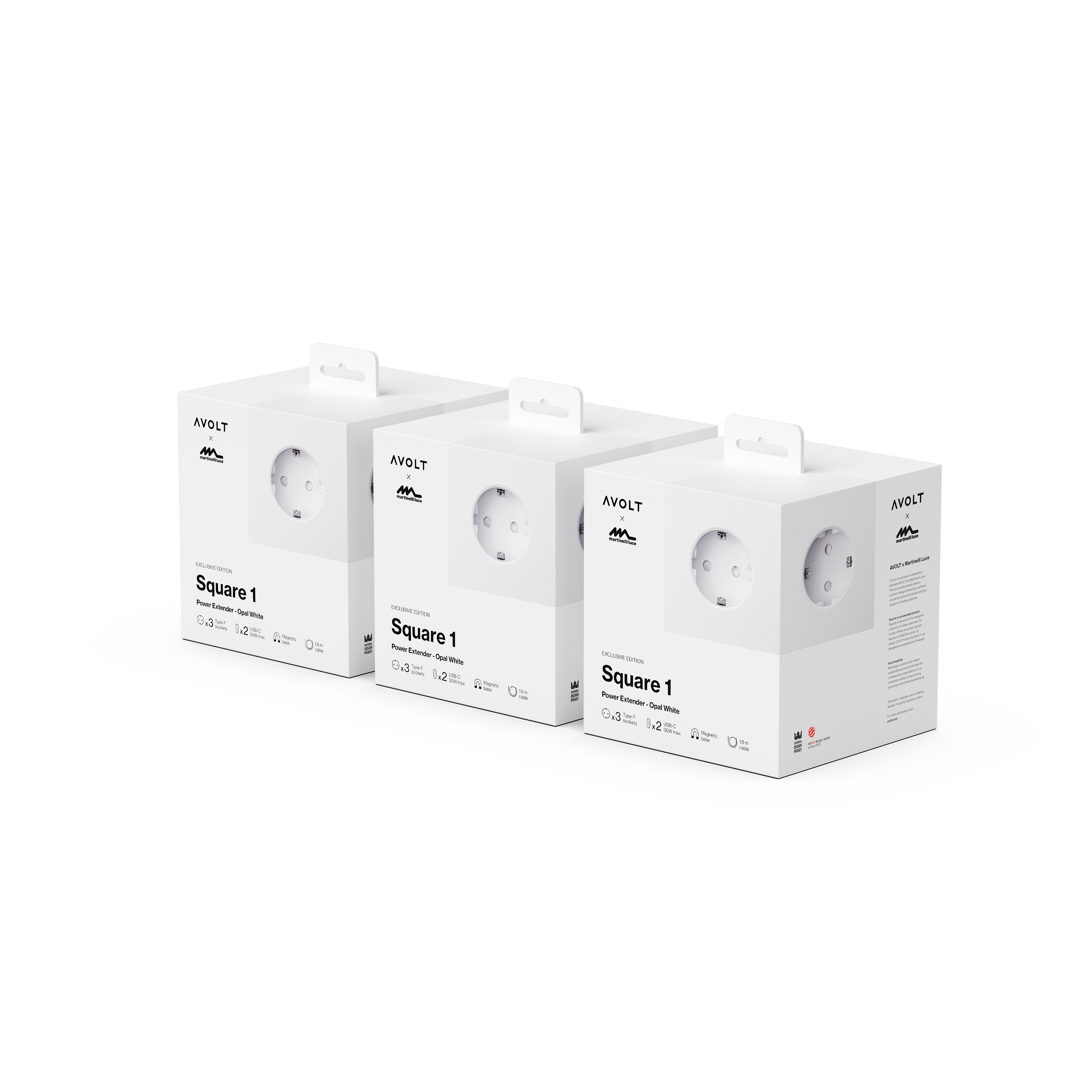 Square 1 - Martinelli Luce | 3-Pack Opal White USB-C – AVOLT
