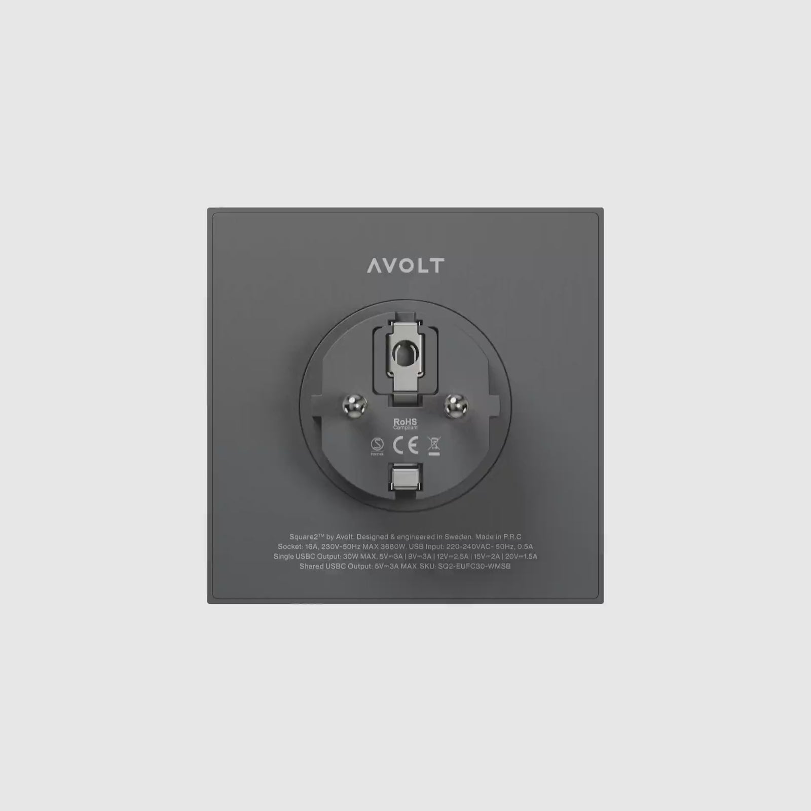 Square 2 - Stockholm Black / USB-C (30W) – AVOLT