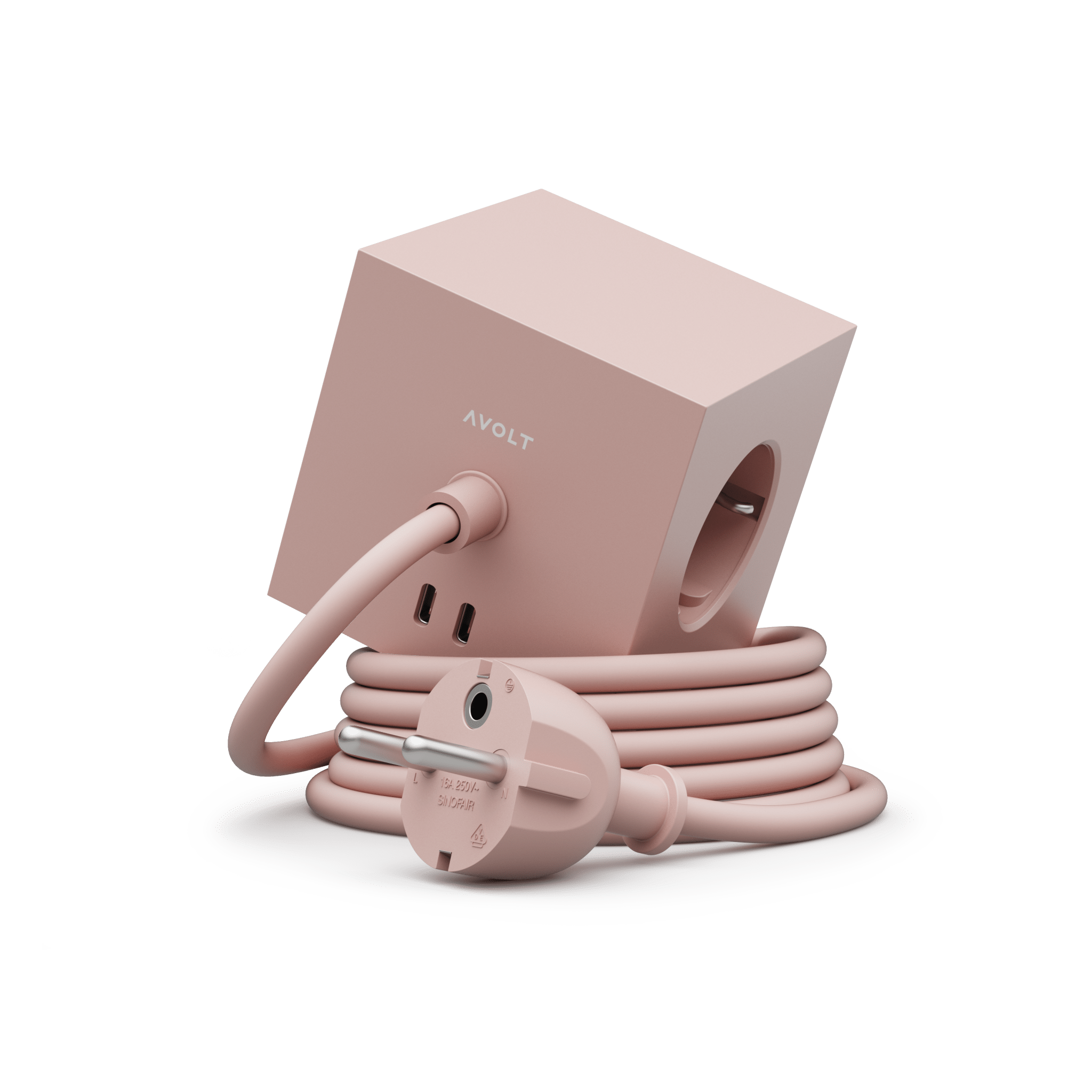 Square 1 USB-C Power Strip in Old Pink with Multiple Sockets and 30W ...