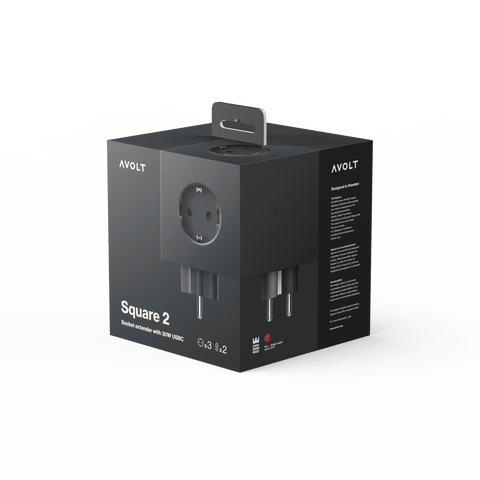 Square 2 USB-C (30W) Outlet Extender in Stockholm Black with Dual USB ...
